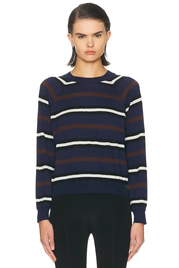Sprwmn Cashmere Long Sleeve Striped Raglan Tee