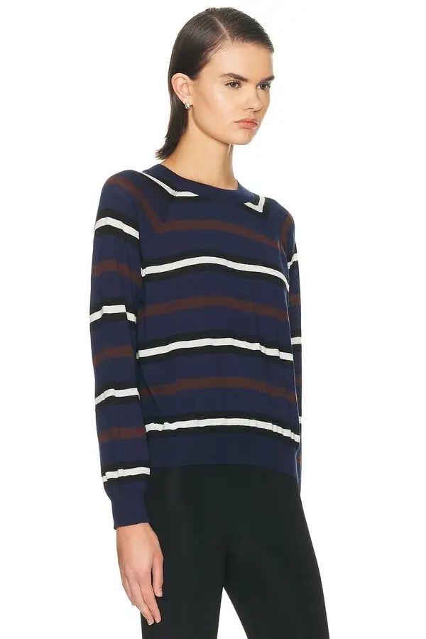 Sprwmn Cashmere Long Sleeve Striped Raglan Tee