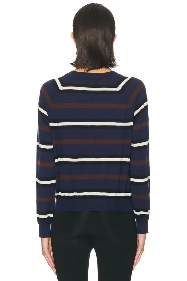 Sprwmn Cashmere Long Sleeve Striped Raglan Tee