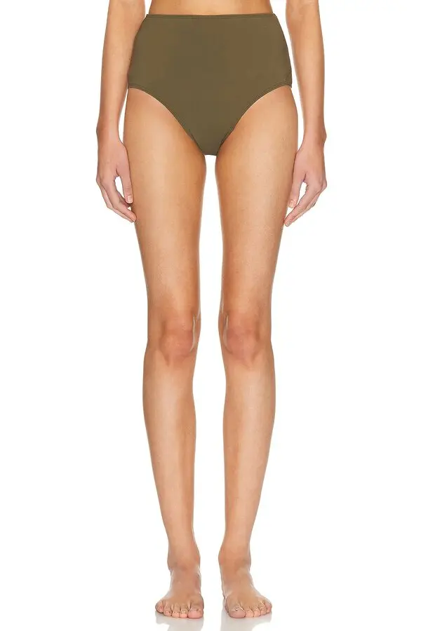 NILI LOTAN High Waisted Bikini Bottom - Olive Green