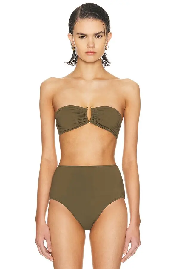NILI LOTAN Bandeau Bikini Top - Olive Green