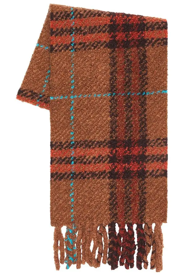 Burberry Giant Check Boucle Scarf In Brown - Ginger Brown
