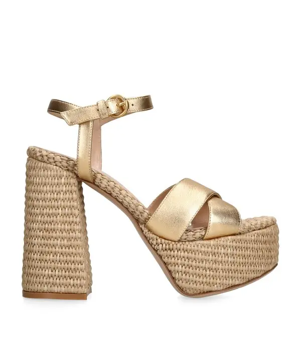 GIANVITO ROSSI Nappa-raffia Bebe Platform Sandals 70