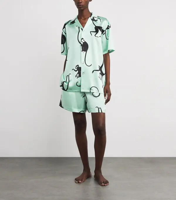 Olivia Von Halle Silk Monkey Print Emeli Pyjama Set