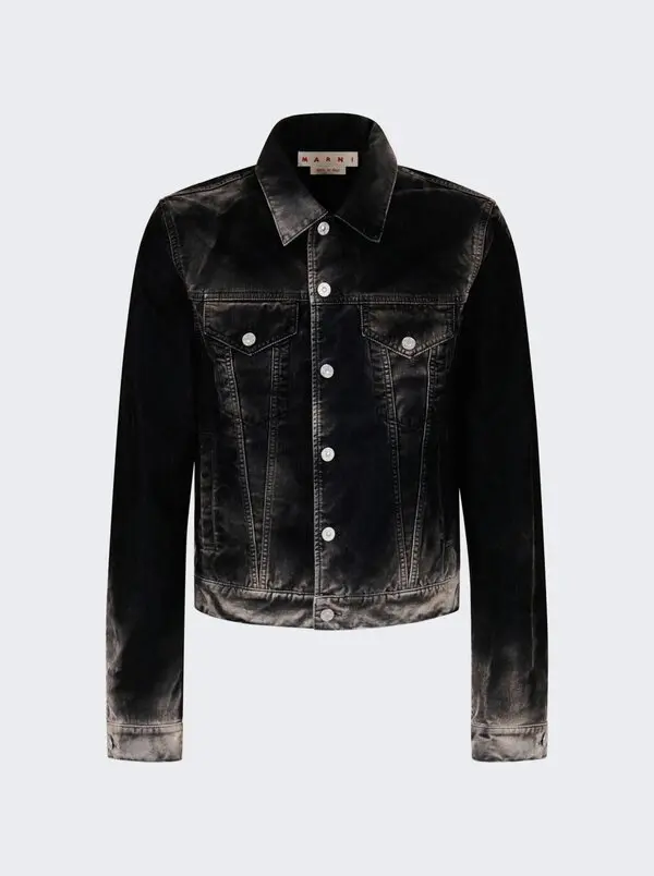 Marni Flocked Denim Trucker Jacket - Black