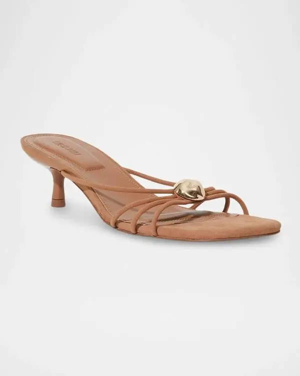 Simkhai Amaya Strappy Suede Kitten Heel Sandals - Camel