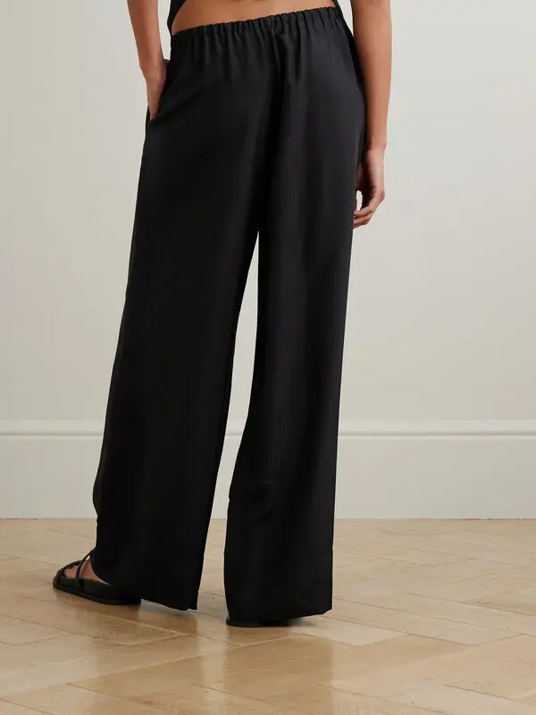 ST. AGNI Textured-silk Wide-leg Pants