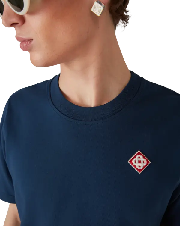 Casablanca Navy Diamond Logo Short Sleeve T-shirt - Multicolor