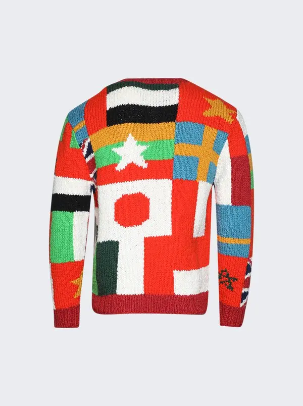 THE ELDER STATESMAN Patchwork Flag Pullover - Multi