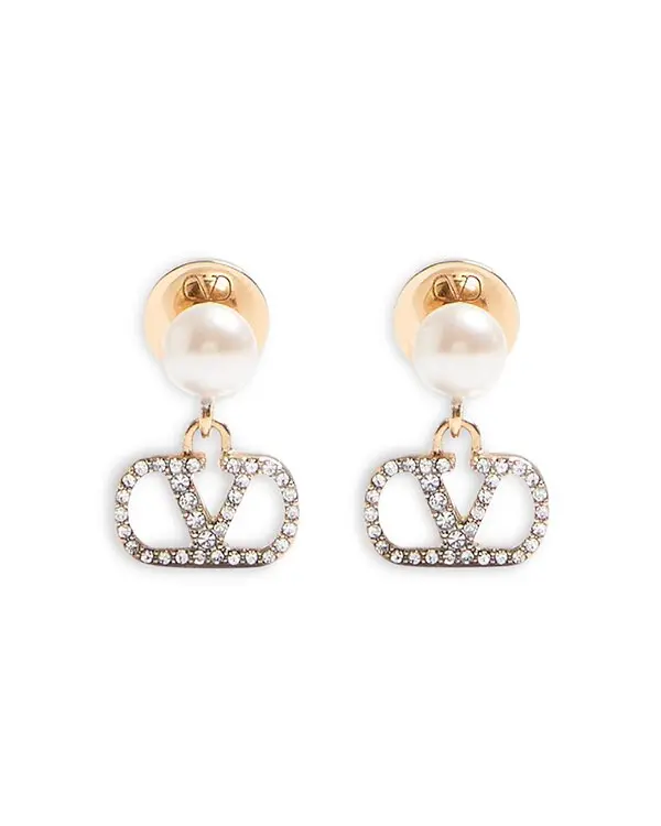 Valentino Garavani Vlogo Drop Earrings - Gold/white