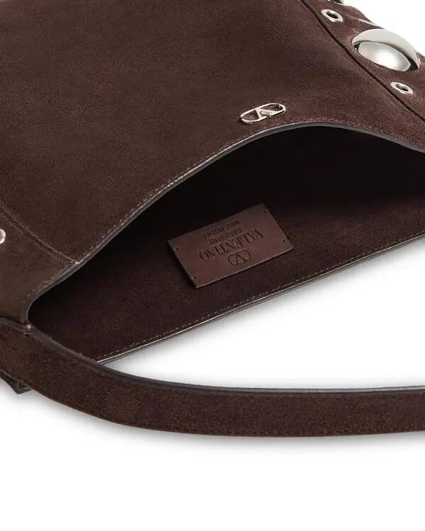 Valentino Garavani Vlogo Fringed Suede Shoulder Bag