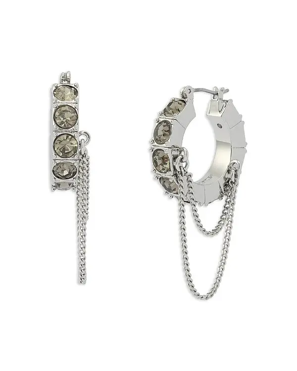 ALLSAINTS Stone Chain Hoop Earrings - Silver