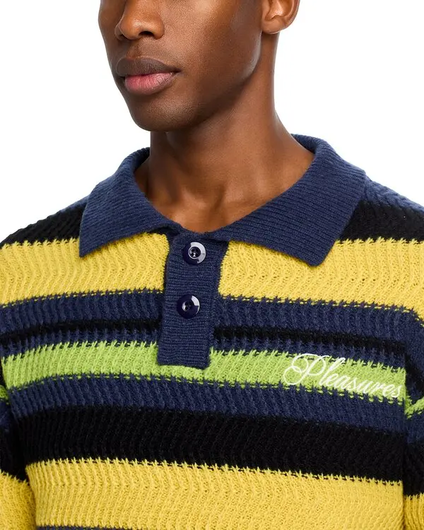 PLEASURES Cooper Striped Polo Sweater