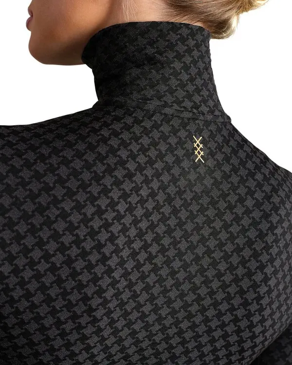 RHONE Apres Houndstooth Seamless Quarter Zip Top - Pure Black