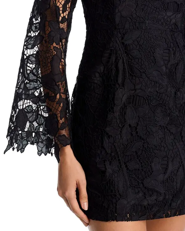 Aqua Ido Long Sleeve Lace Mini Dress
