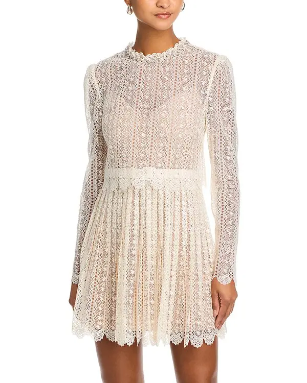 SELF-PORTRAIT Organza Lace Mini Dress - Cream