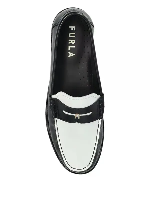 Furla Colourblock Leather Loafers - Black
