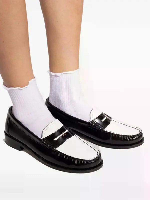 Furla Colourblock Leather Loafers - Black