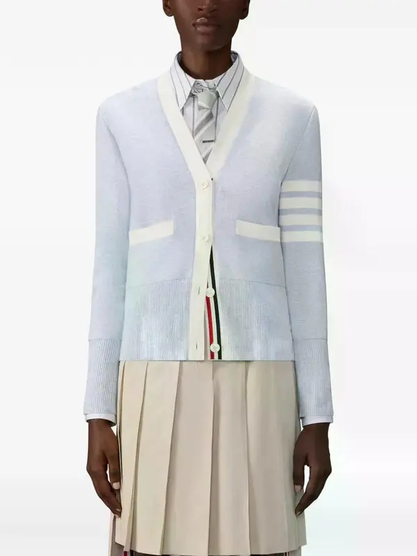 Thom Browne Striped Front-pocket Cardigan - Grey