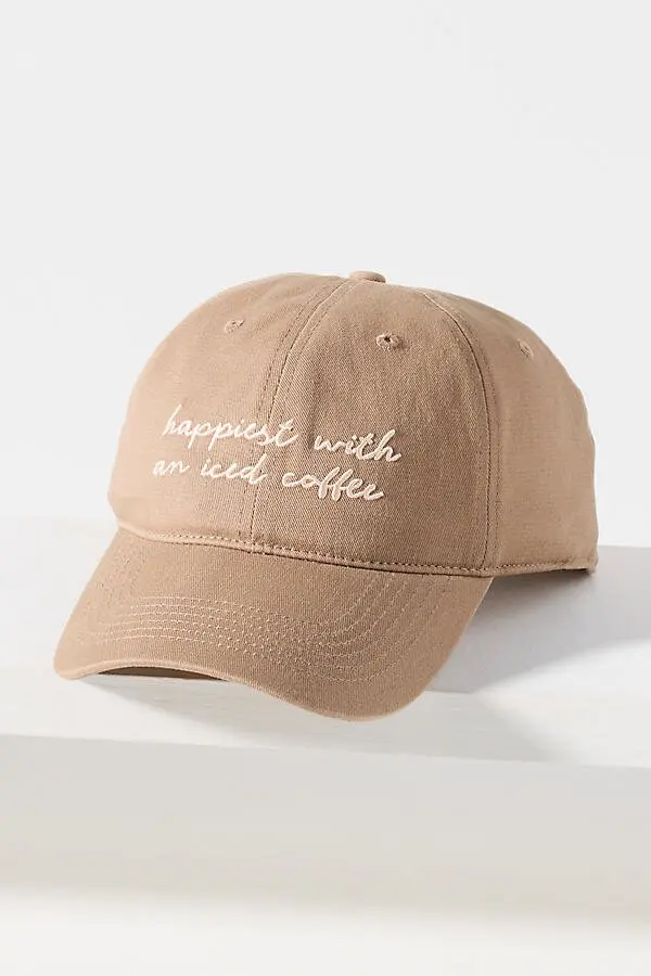 Anthropologie Icons Baseball Cap - Happiest With An Iced Cof