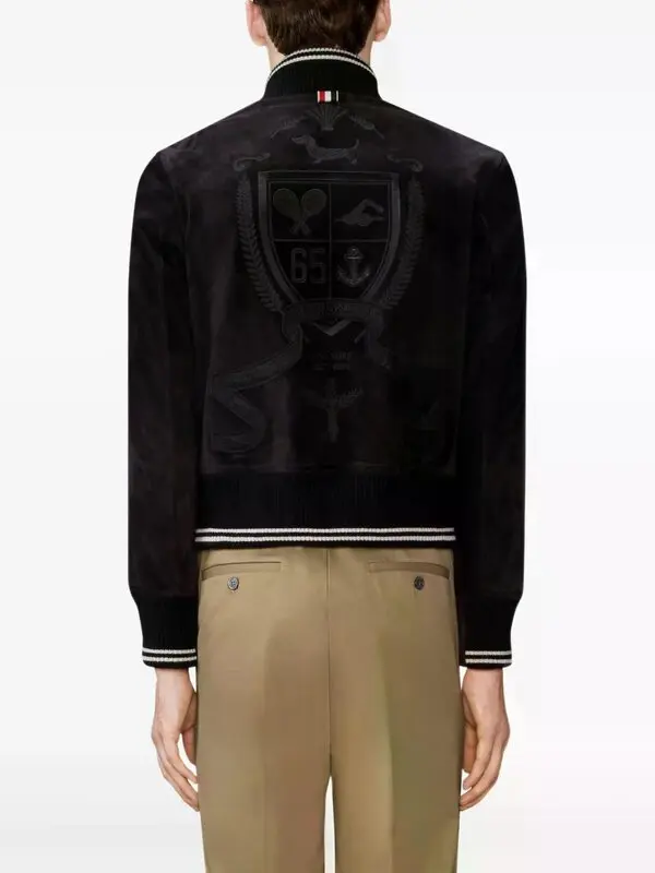 Thom Browne Rib-knit Suede Bomber Jacket - Black