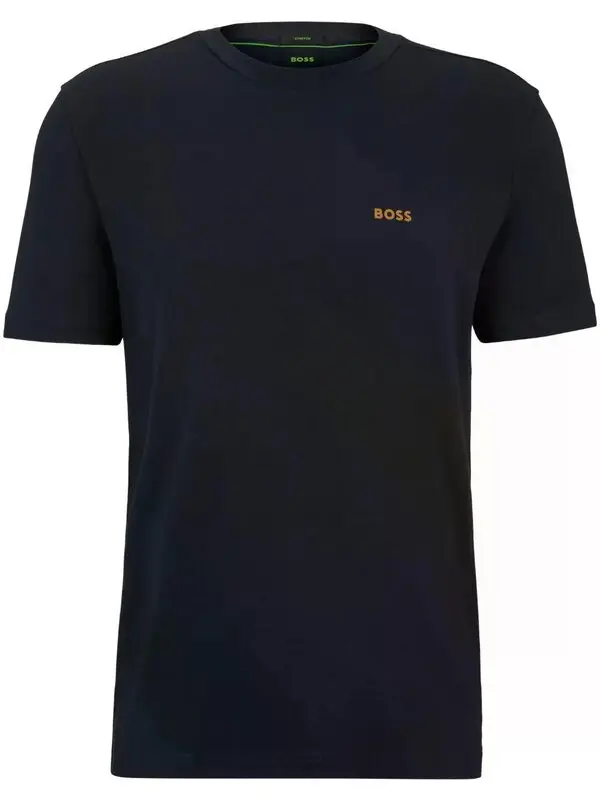 BOSS Logo-embroidered Stretch-cotton T-shirt - Blue