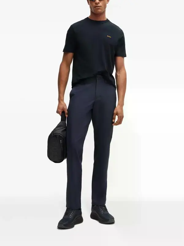 BOSS Logo-embroidered Stretch-cotton T-shirt