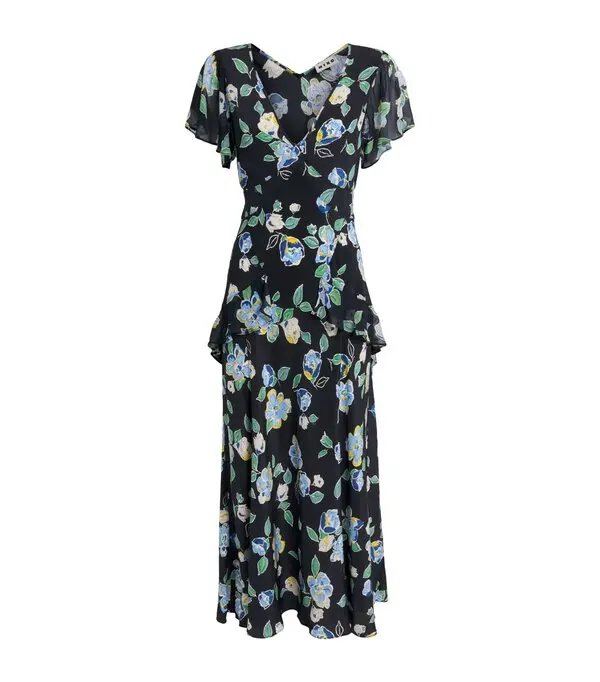 Rixo Silk Evie Midi Dress - Navy