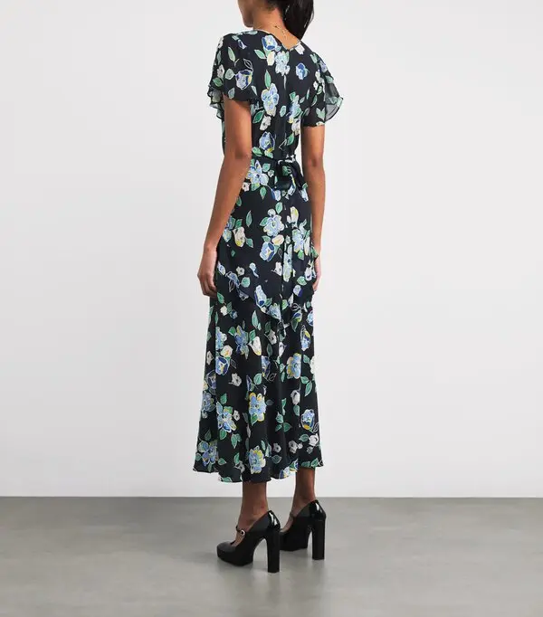 Rixo Silk Evie Midi Dress - Navy