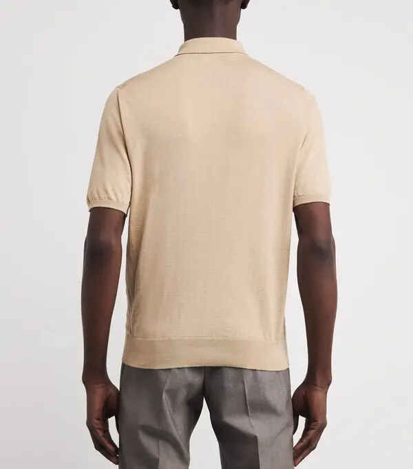 FIORONI CASHMERE Cotton-cashmere Zip Polo Shirt