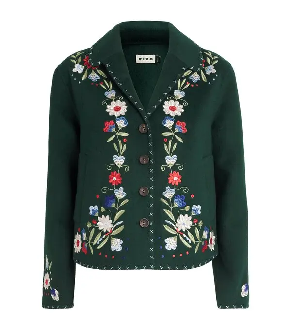 Rixo Wool-blend Embroidered Jude Blazer
