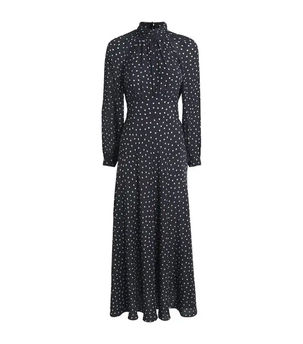 Rixo Silk Paige Midi Dress - Navy