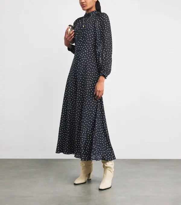 Rixo Silk Paige Midi Dress - Navy | Editorialist