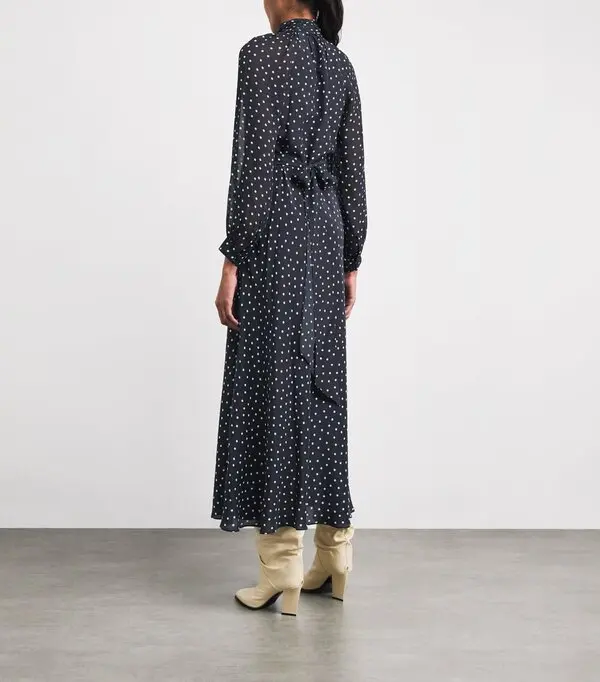 Rixo Silk Paige Midi Dress - Navy
