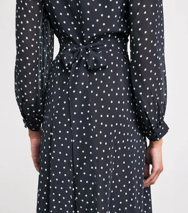 Rixo Silk Paige Midi Dress - Navy