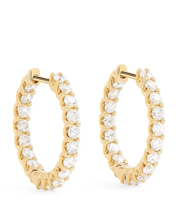 Harrods Diamond Hoop Earrings - Gold