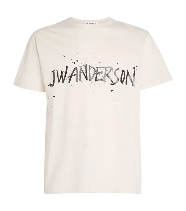 JW Anderson Paint Splatter Logo T-shirt - Beige