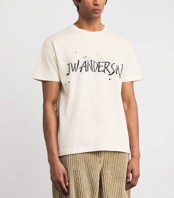 JW Anderson Paint Splatter Logo T-shirt - Beige