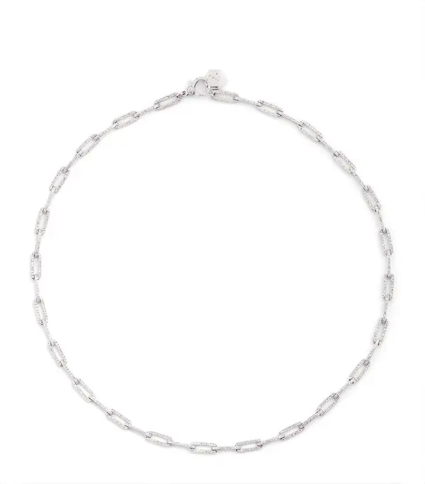 Shay Gold And Diamond Flat Cable Link Necklace - White
