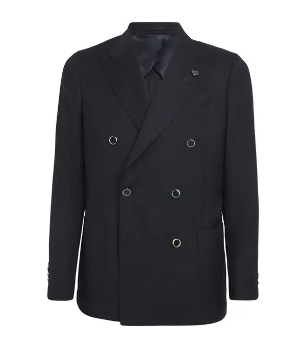 LARDINI Wool Double-breasted Blazer