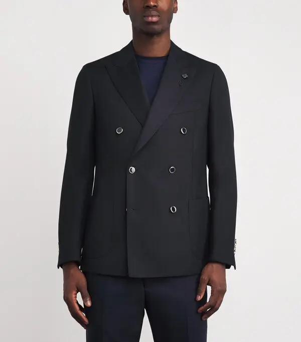 LARDINI Wool Double-breasted Blazer