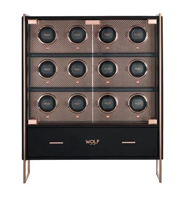 Wolf Axis 12-piece Watch Winder Cabinet - Metallic