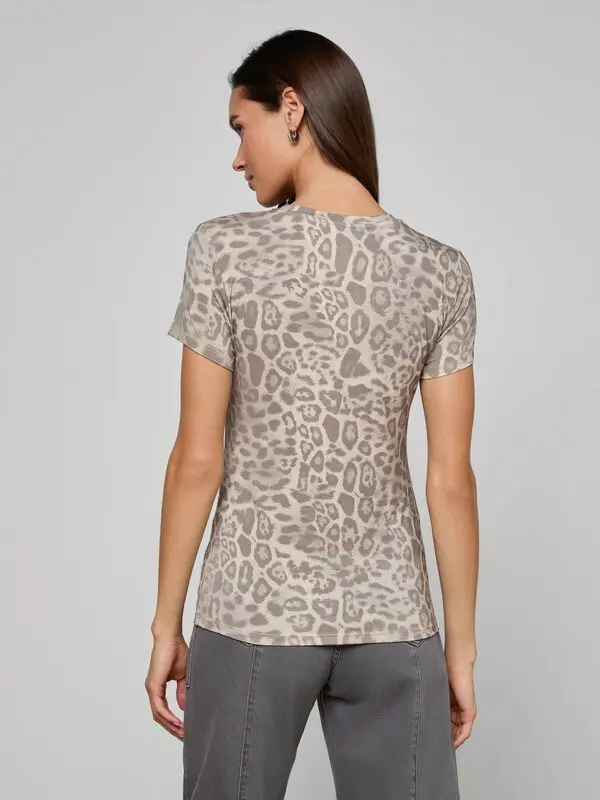 L'Agence Ressi Fitted T-shirt - Grey Multi Patch Leopard