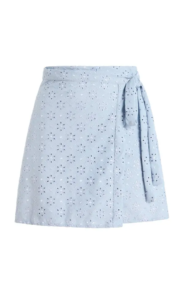 JUILLET Broderie Anglaise Wrap Skirt - Blue