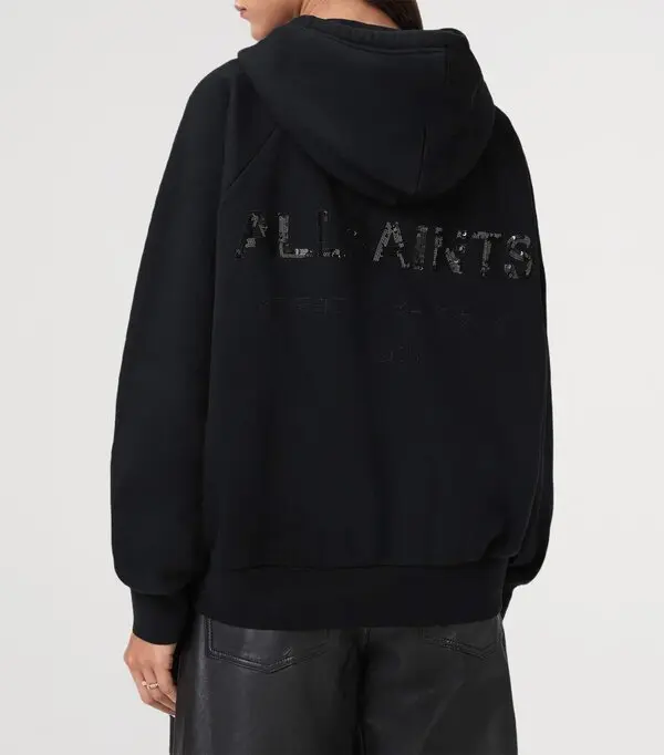 ALLSAINTS Cotton-blend Oversized Sequined Logo Hoodie