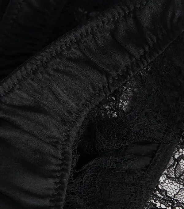 Kiki De Montparnasse Stretch-silk Lace-insert Thong - Black