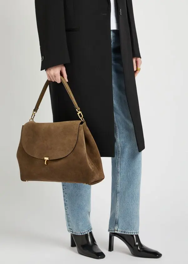 TOTEME T-lock Suede Top Handle Bag