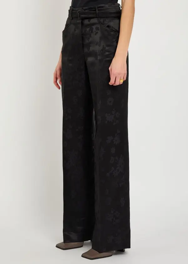 Gabriela Hearst Norman Floral-jacquard Silk Trousers