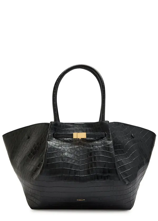 DEMELLIER Crocodile-effect Leather Tote - Black