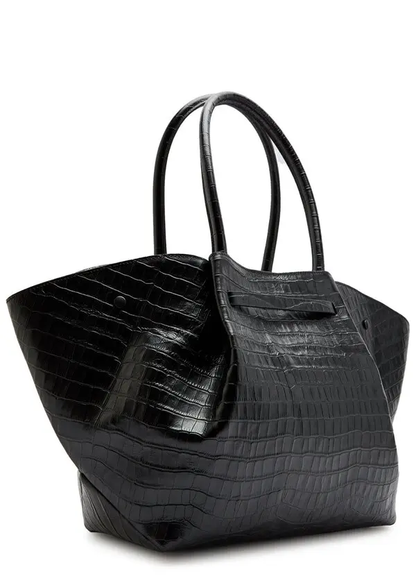 DEMELLIER Crocodile-effect Leather Tote - Black